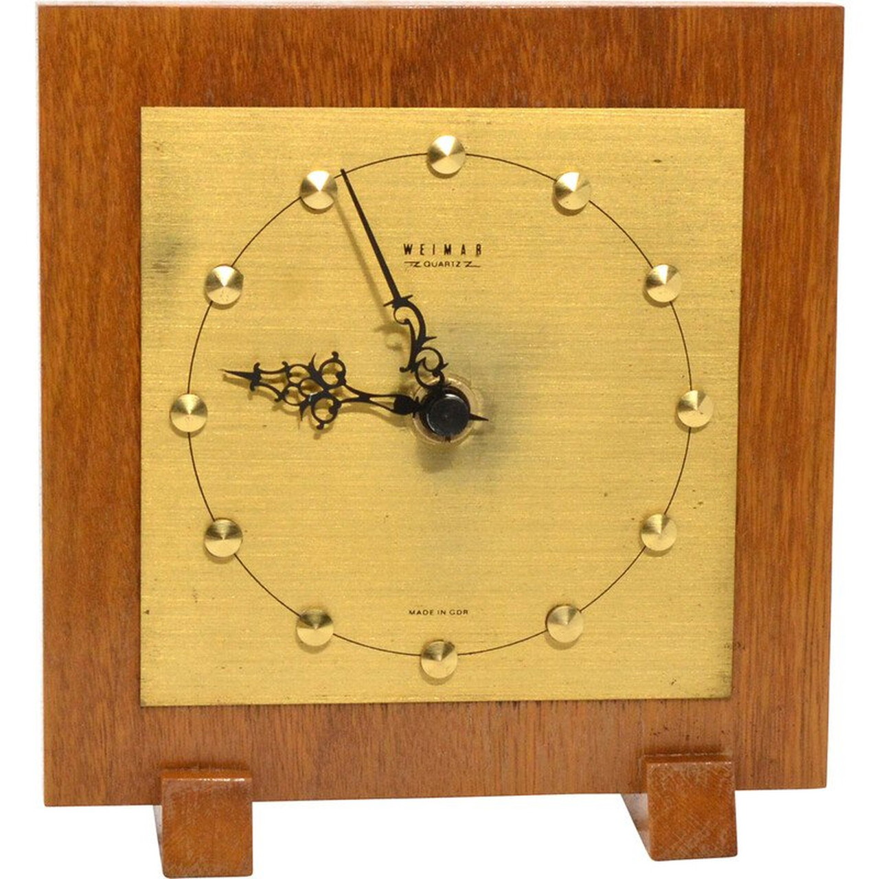 Vintage brass and teak mantel clock for Weimar, Germany 1970s | €75 ...