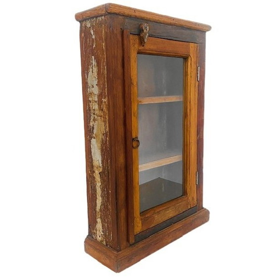 Vintage hanging cabinet display case rustic old wood 172.84 Whoppah