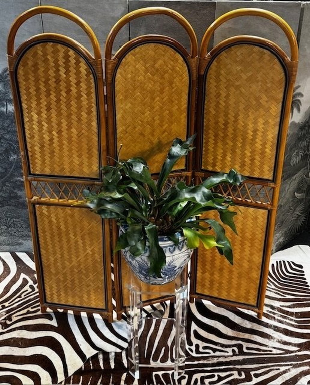 Vintage Room Screen / Room Divider Cane Bamboo Rattan Rattan | €295 ...