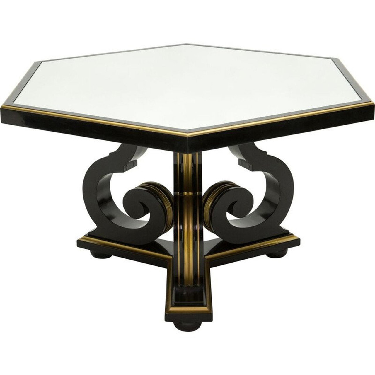 Vintage neoclassical dining table Maurice Hirsch black wood gilded ...