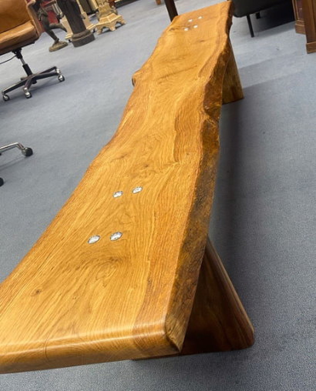 Natural Wood Slab Bench Welsh Slate Bench Garden Seating | Welsh Slate