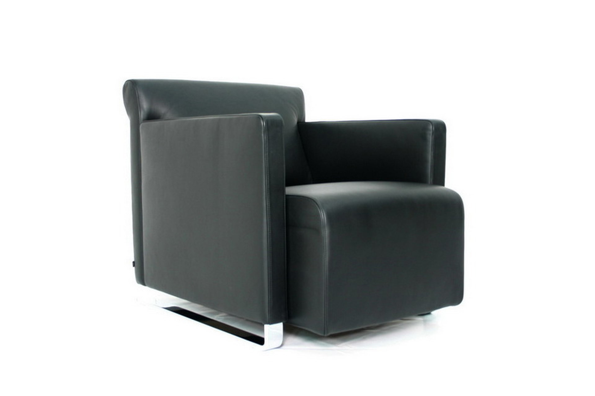 COR Quant Lounge Chair with extendable seat, aniline leather and chrome ...