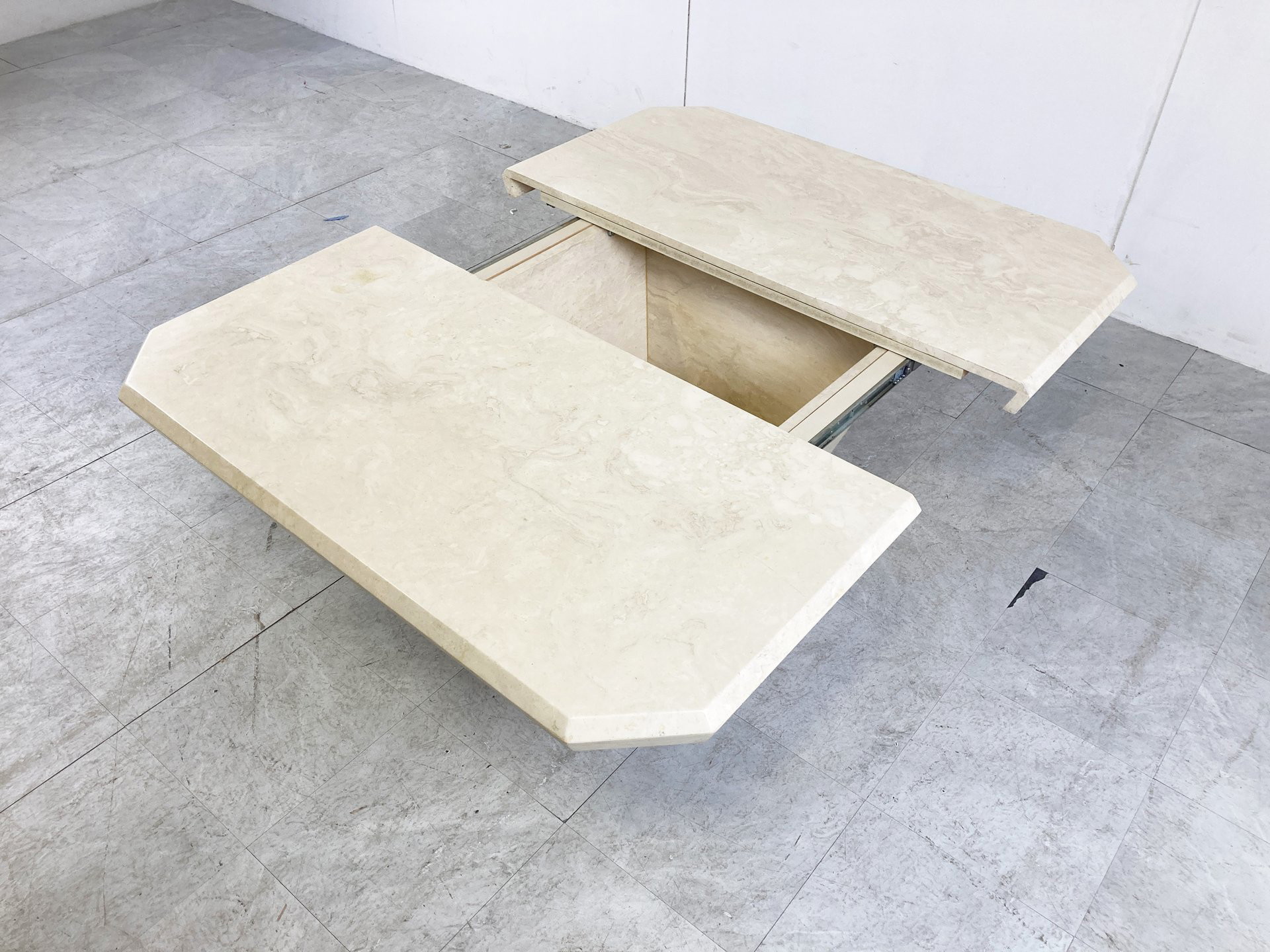 Vintage travertine hidden bar coffee table, 1970s | €1,750 | Whoppah