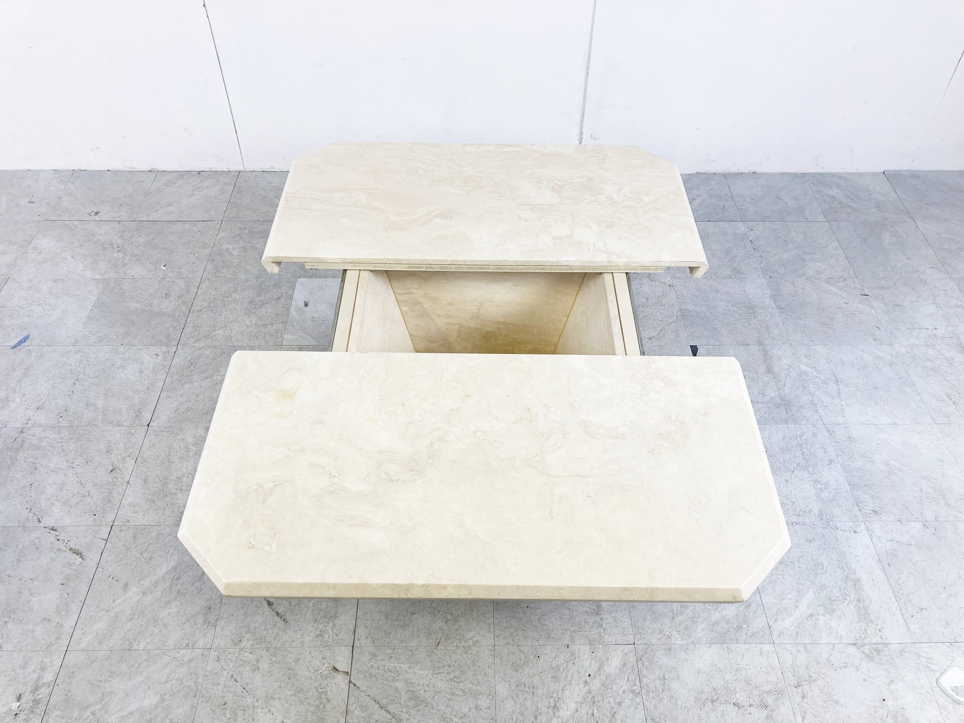 Vintage travertine hidden bar coffee table, 1970s | €1,750 | Whoppah