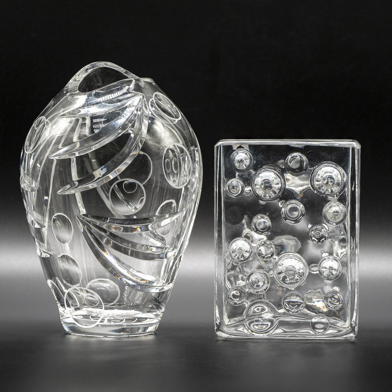 Vintage Wmf Crystal Glass Vase Duo Erich Jachmann 60S Mcm Oval Cut ...