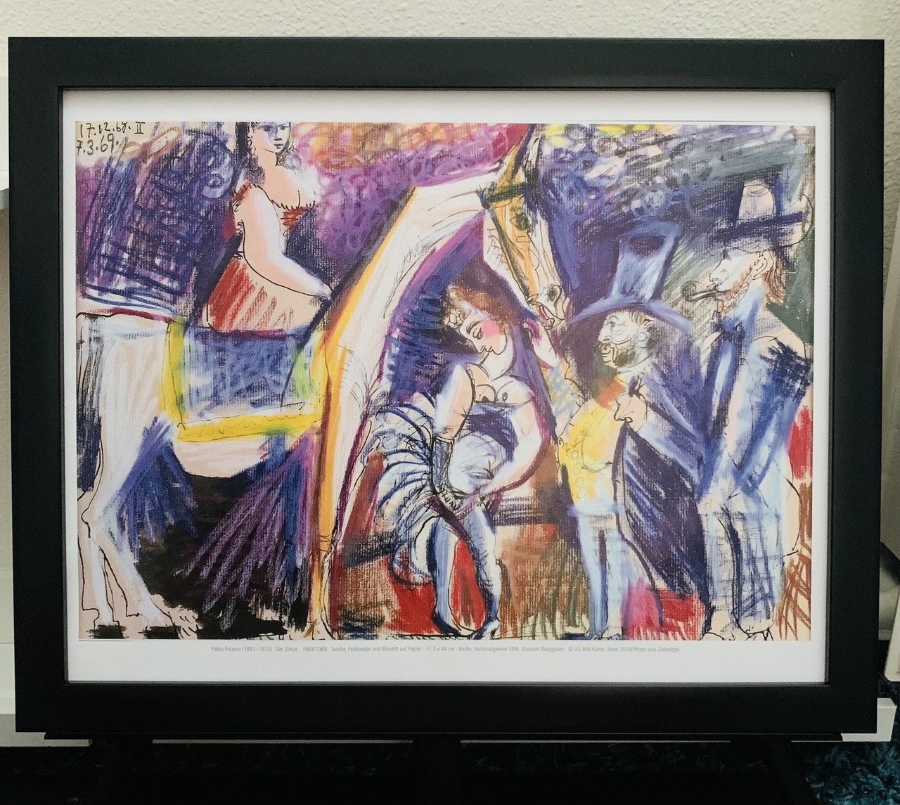 Pablo Picasso, "Cirque, 1968". Lithographie couleur offset autorisée ...