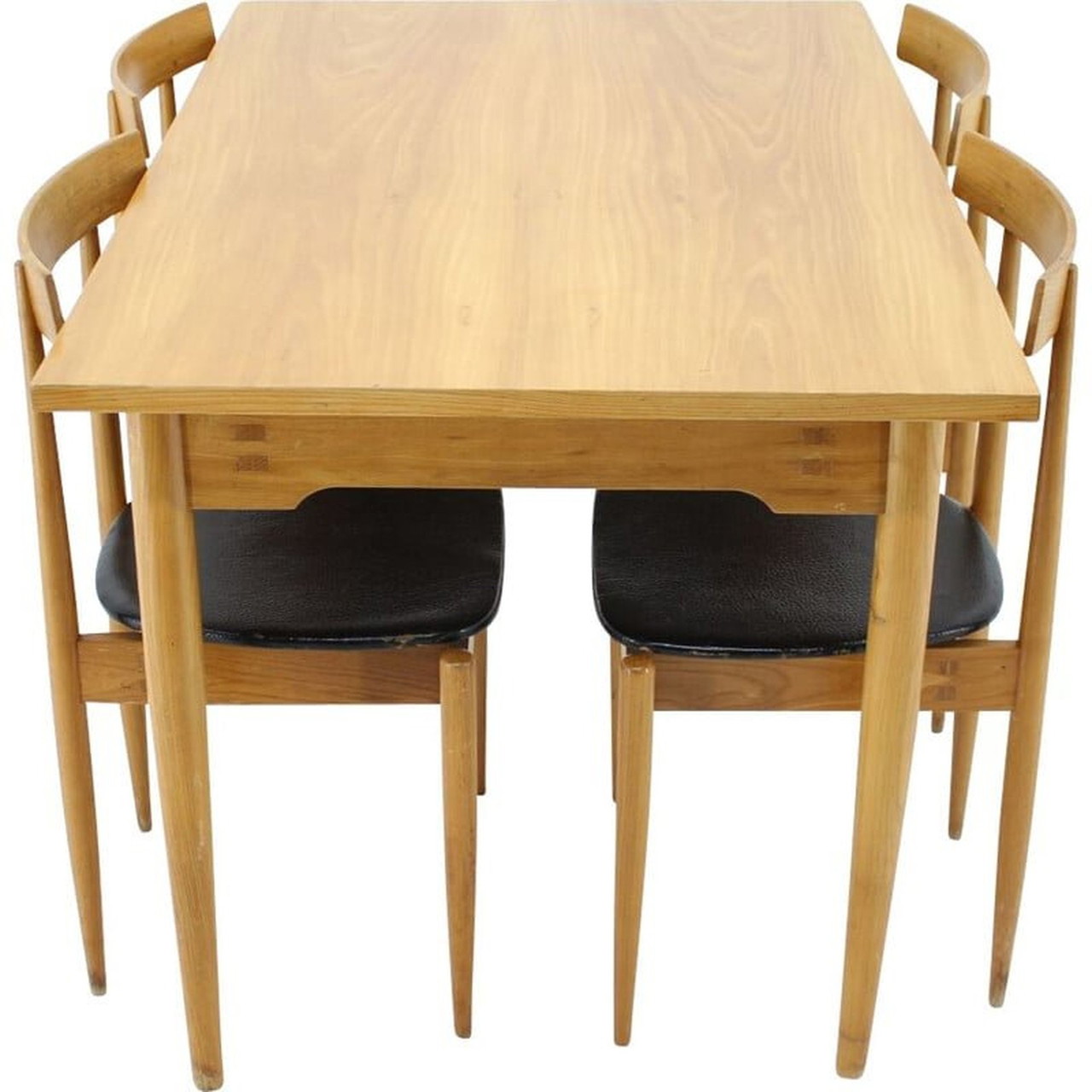 Ensemble de salle à manger vintage en cuir par Alan Fuchs pour Uluv ...