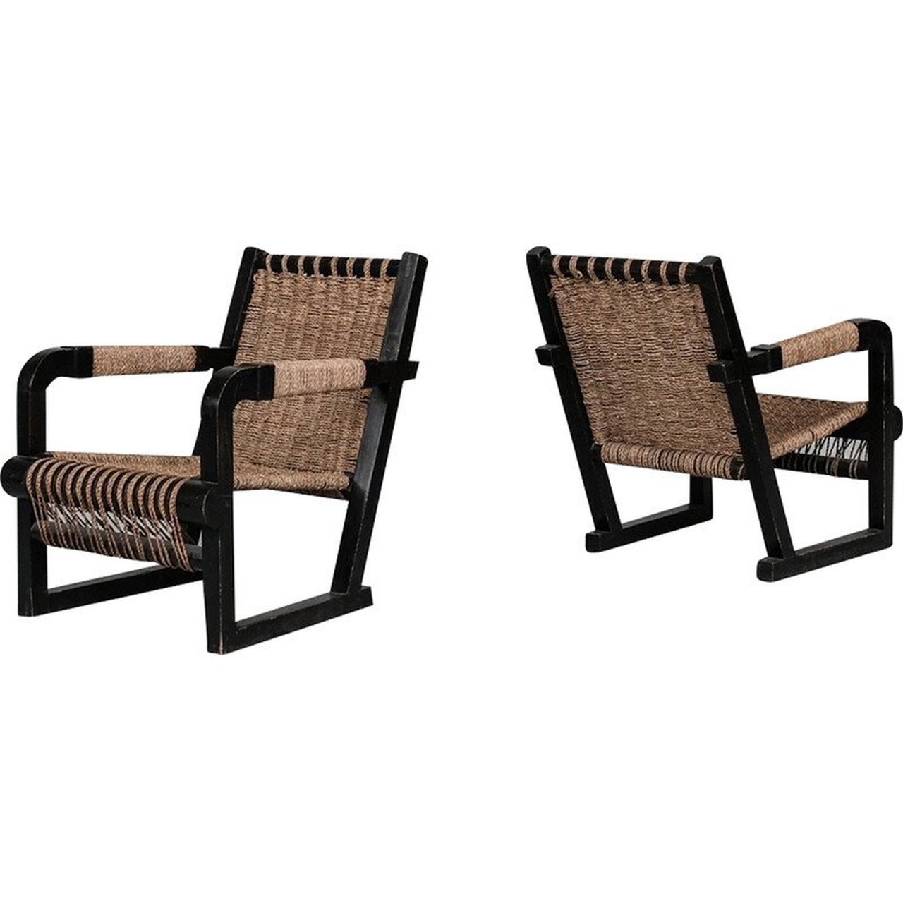 Paire de fauteuils en corde vintage par Francis Jourdain, France 1930 ...