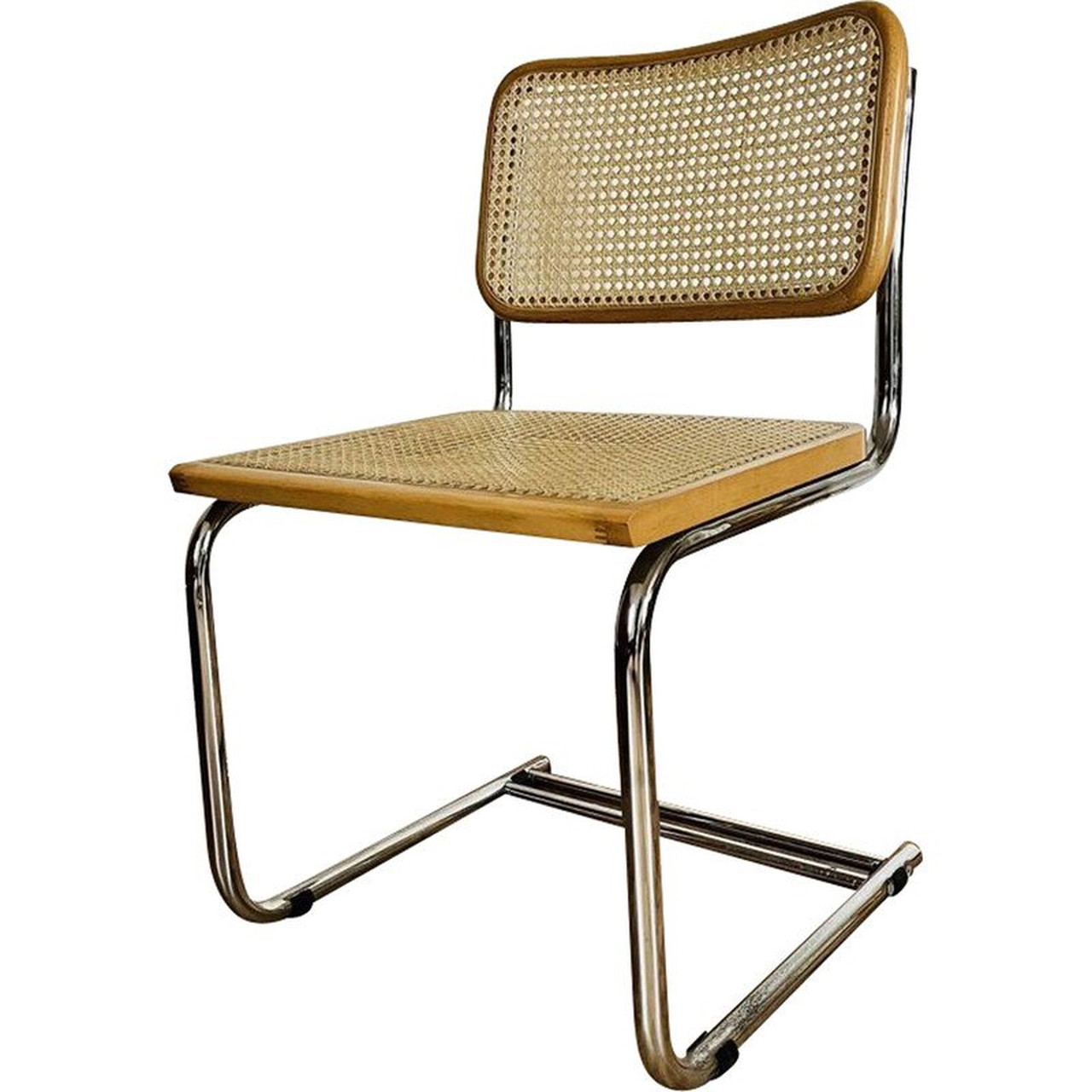 Chaise vintage B32 en acier chromé et cannage de Marcel Breuer, Italie ...