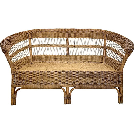 Vintage Rattan Sofa Frankreich 1972 990 Whoppah