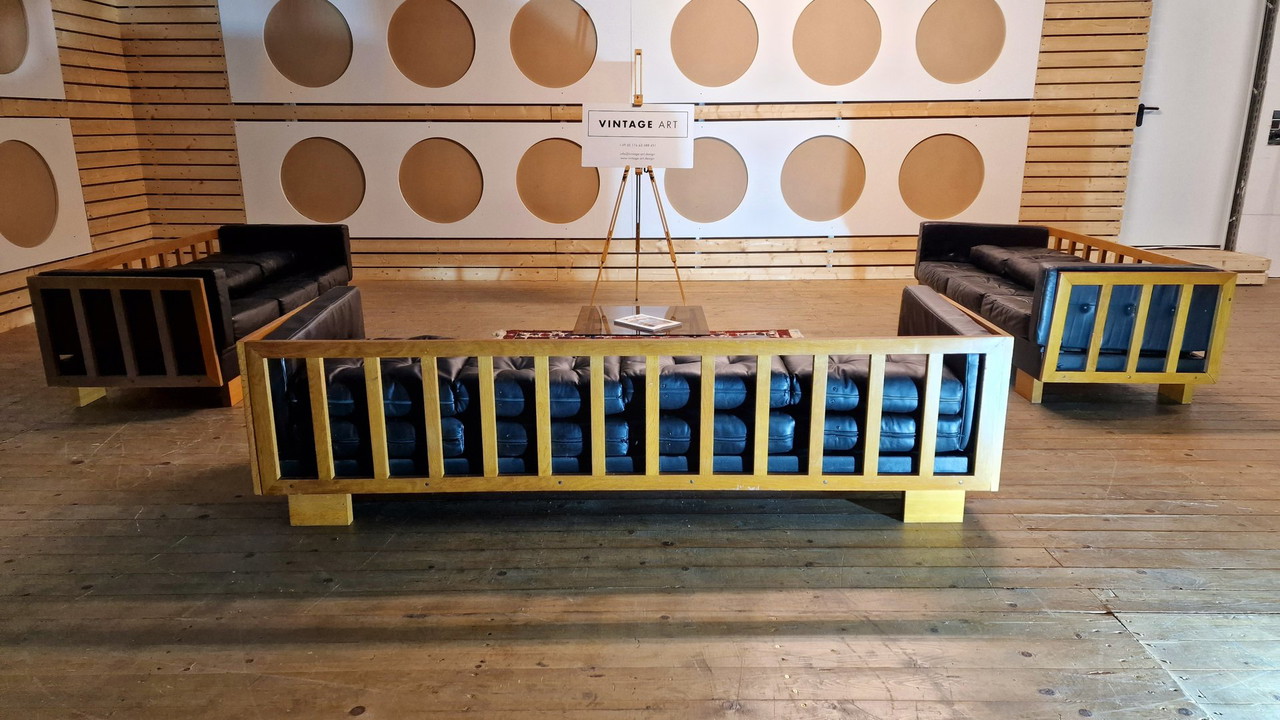 Mid Century Sitzgruppe 60s 70s Mid Century Ledersofa Ledercouch Vintage ...
