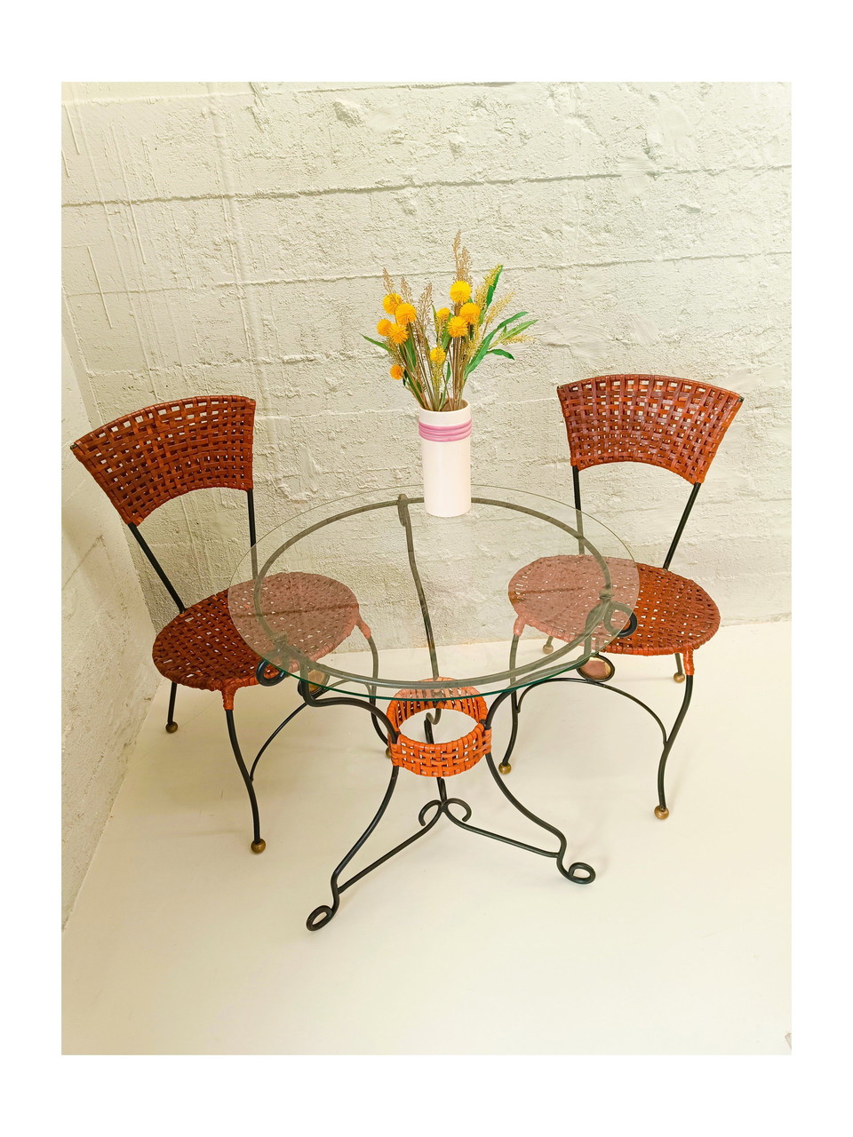Orange outdoor bistro set store