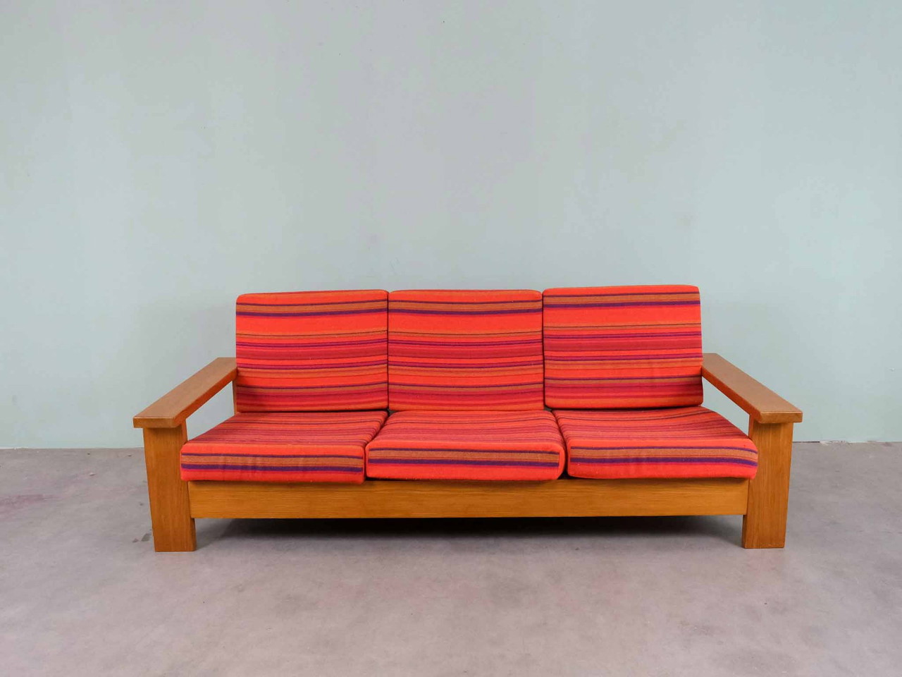 Mid century modern wood frame sofa store