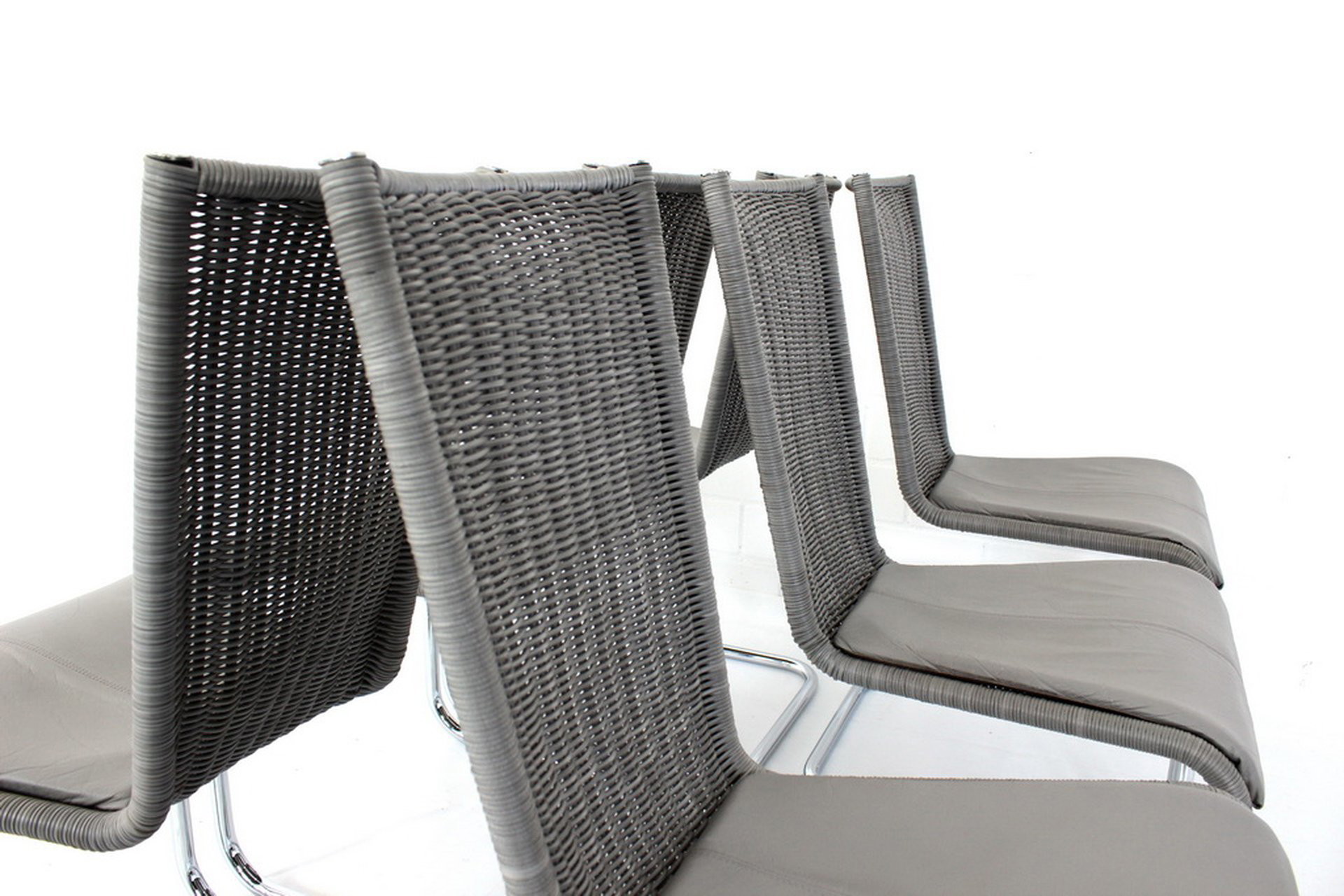 6x Tecta B25 / WK724 Kragstuhl, Freischwinger Stuhl in Chrom mit Ledersitzpolster | 3.099 ...