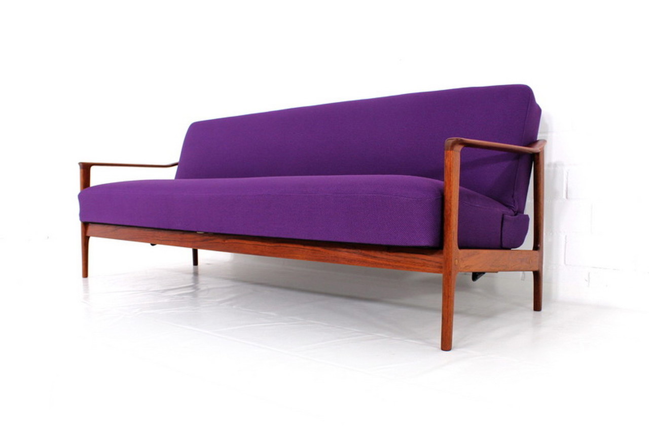 1960s Danish Mid Century Teak Sofa Daybed with folding function